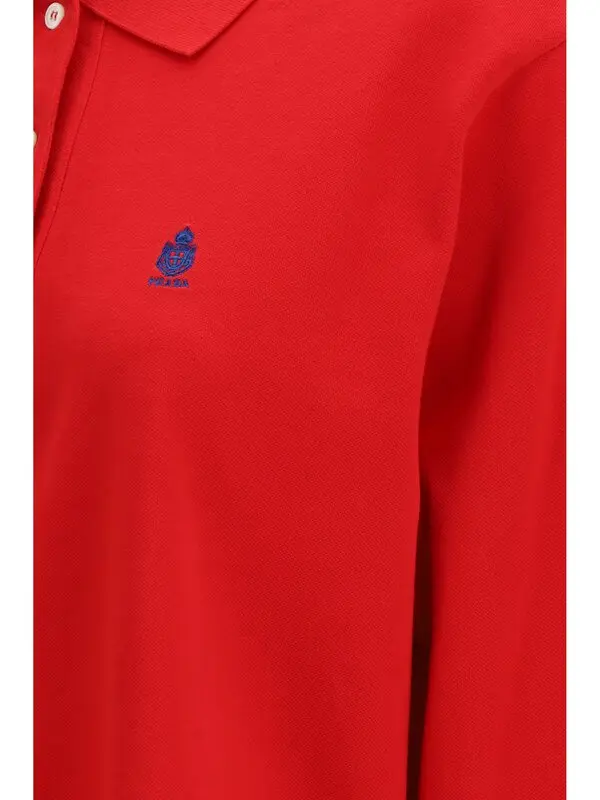 Prada Long Sleeve Cotton Piqué Polo