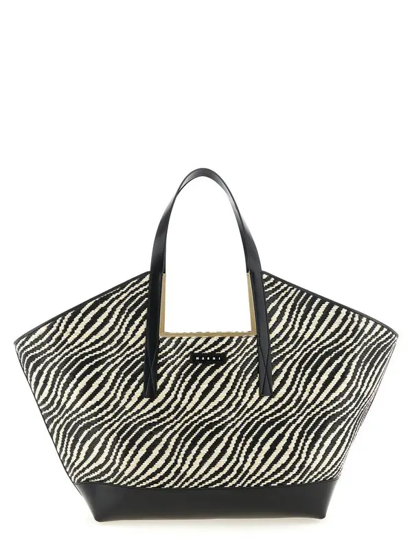 Marni Waves Shopper Bag - Black