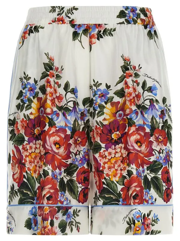 Dolce & Gabbana Vanity' Floral Print Silk Twill Bermuda Shorts - Multicolor