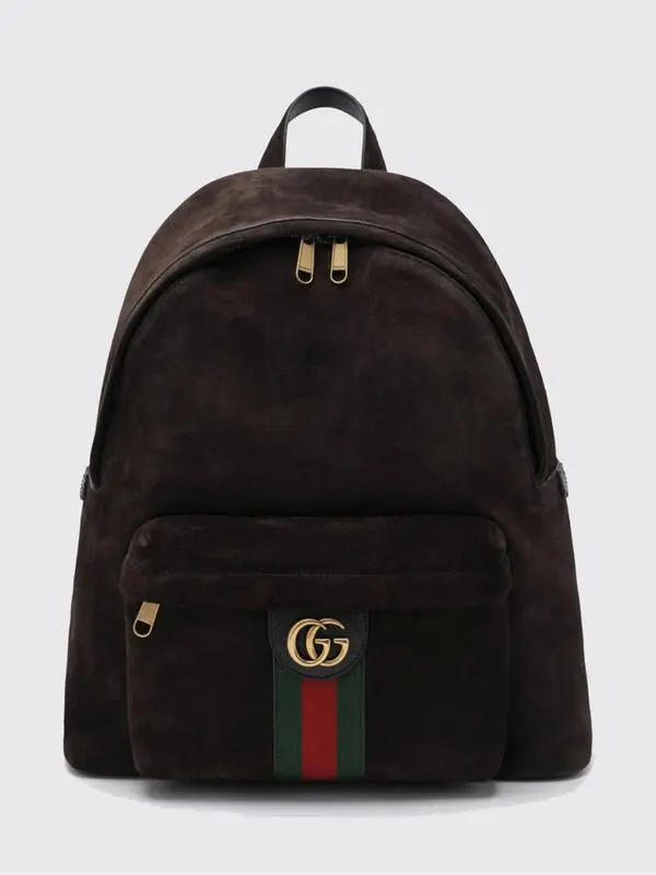 Gucci Suede Backpack With Web Detail - Brown