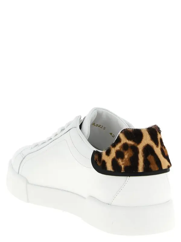 Dolce & Gabbana Portofino Light Strobel Sneakers With Leopard Print Heel