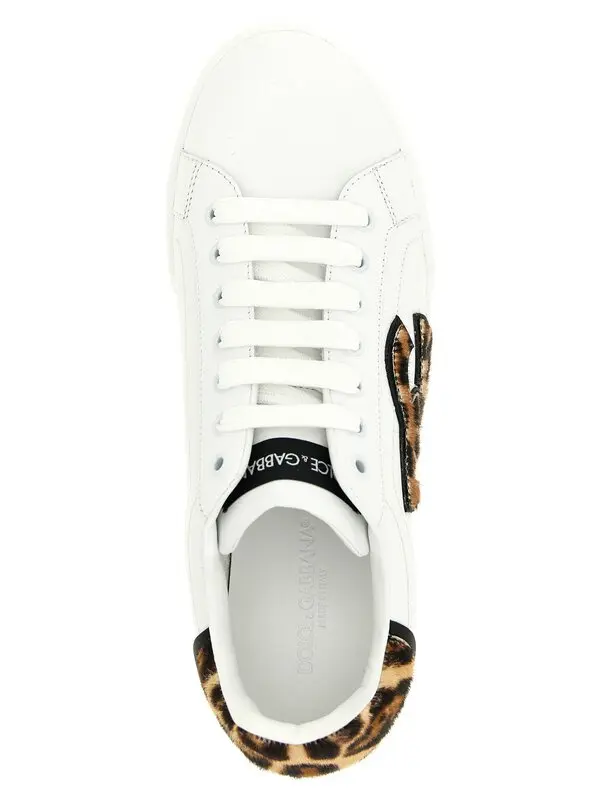 Dolce & Gabbana Portofino Light Strobel Sneakers With Leopard Print Heel
