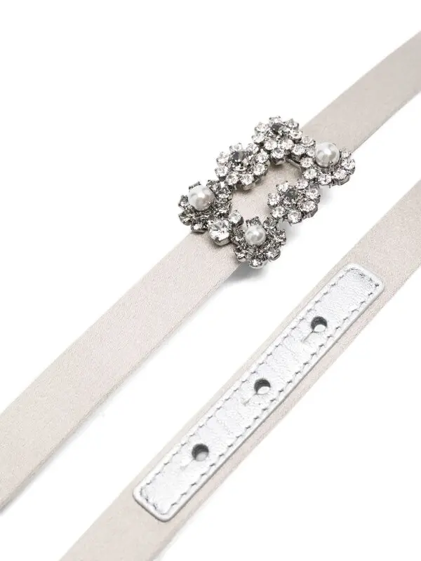 ROGER VIVIER Embellished Flower Buckle Belt - Multicolor