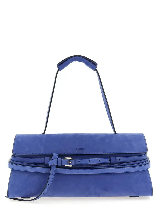 Moschino Tie Me Suede Shoulder Bag - Blue
