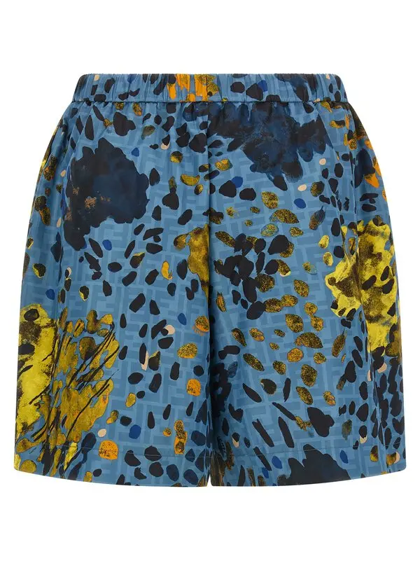 Fendi Ff Nylon Falena Print Shorts - Blue
