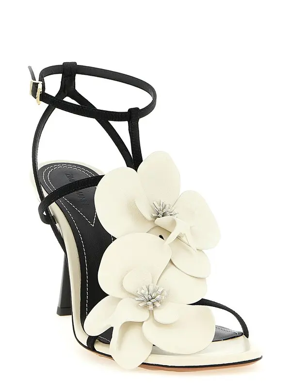 Zimmermann Orchid Leather & Grosgrain Heeled Sandals - Multicolor