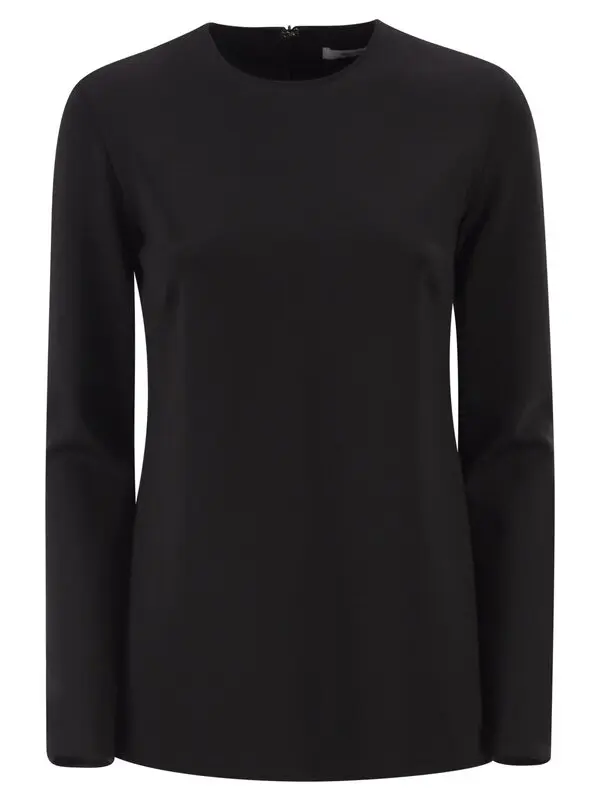 Max Mara Slim Fit Crew Neck Long Sleeve Top - Black