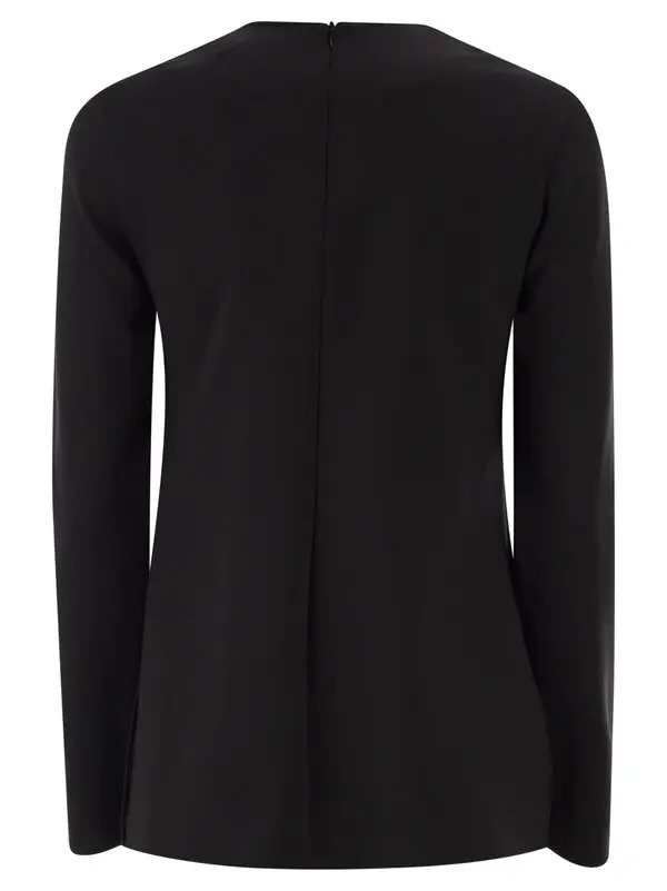 Max Mara Slim Fit Crew Neck Long Sleeve Top - Black