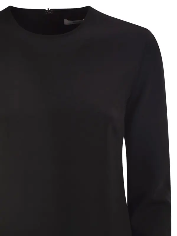 Max Mara Slim Fit Crew Neck Long Sleeve Top - Black