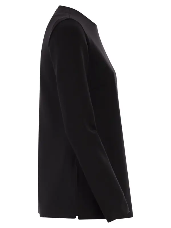 Max Mara Slim Fit Crew Neck Long Sleeve Top - Black