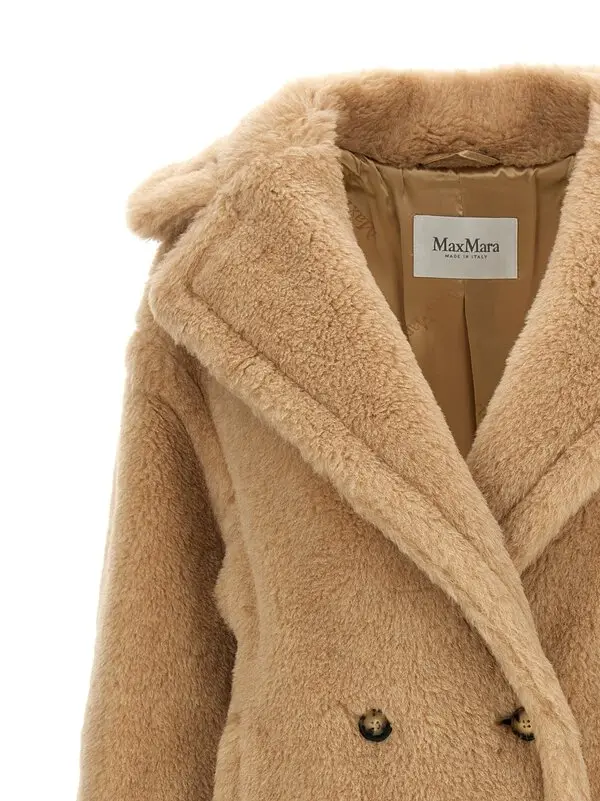 Max Mara Teddy Bear Icon" Double-breasted Coat In Alpaca And Wool - Cream