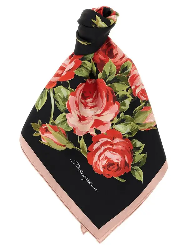 Dolce & Gabbana Bouquet Rose' Scarf - Black