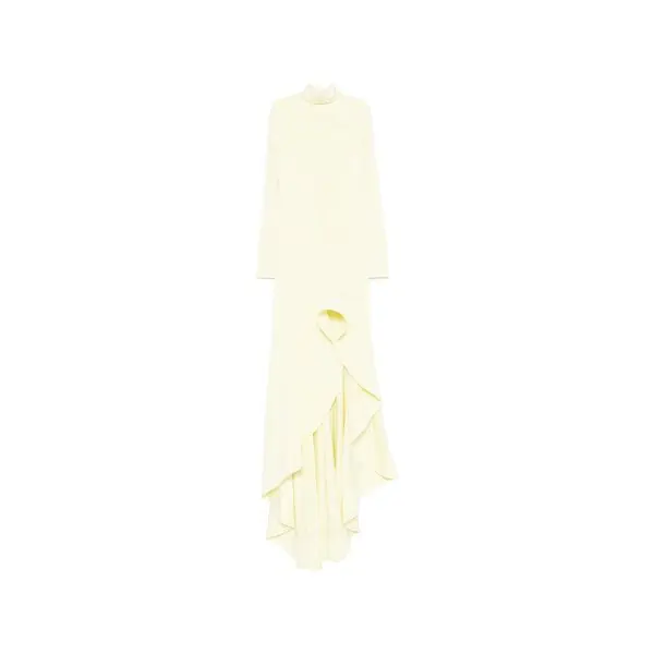 Stella McCartney High Neck Long Sleeve Ruffled Asymmetric Hem Dress - Yellow
