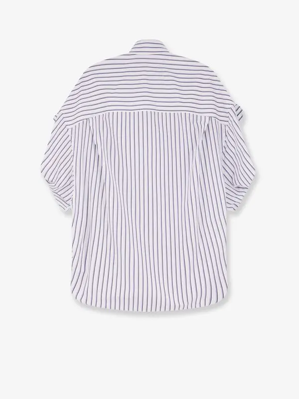 Balenciaga Striped Cotton Shirt With Tucked Sleeves
