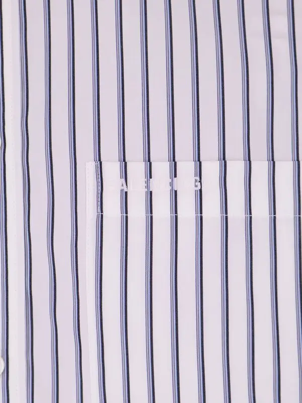 Balenciaga Striped Cotton Shirt With Tucked Sleeves