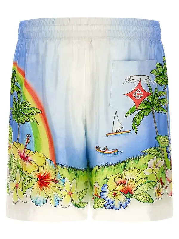 Casablanca Aloha Print Silk Twill Bermuda Shorts - Multicolor
