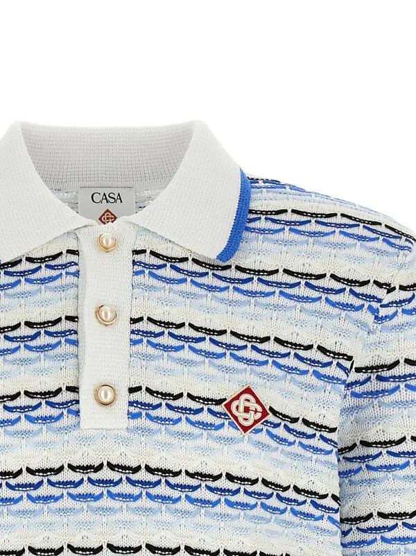 Casablanca Tuck Stitch Long Sleeve' Polo Shirt