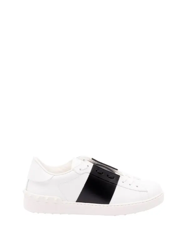 Valentino Garavani Open Sneakers Calf Leather White Black - Multicolor