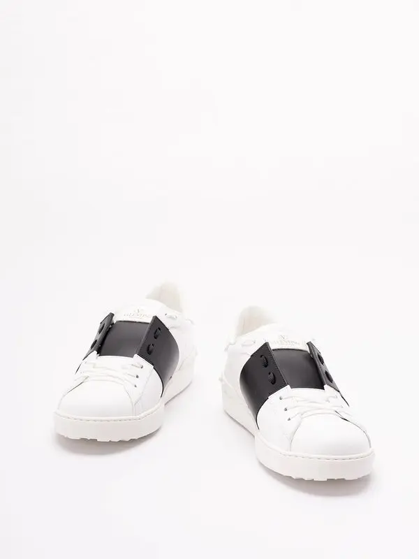 Valentino Garavani Open Sneakers Calf Leather White Black - Multicolor