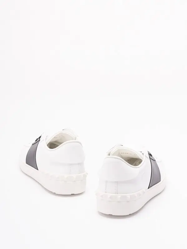 Valentino Garavani Open Sneakers Calf Leather White Black - Multicolor