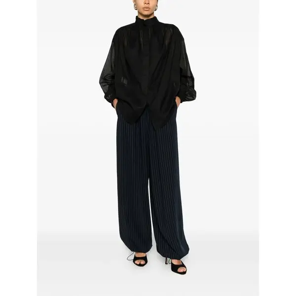 Andamane Cotton Gathered Semi-sheer Blouse