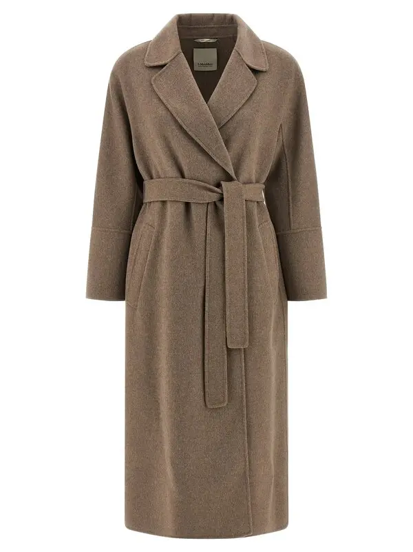 Max Mara S Mmelisa' Long Wool Coat - Brown