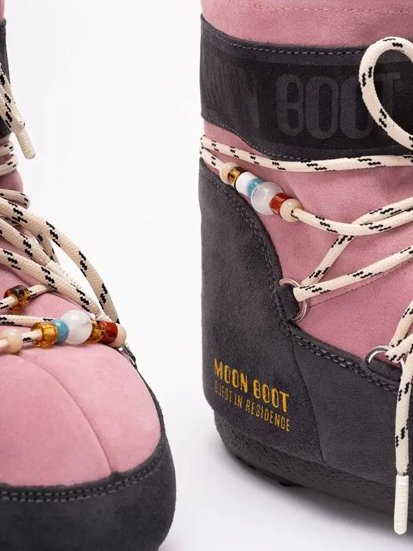 Moon Boot X Guest In Residence Icon Low Suede Boots With Bead Embellishments - Multicolor