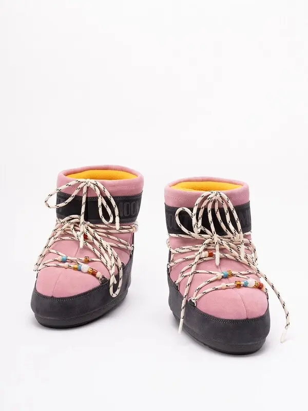 Moon Boot X Guest In Residence Icon Low Suede Boots With Bead Embellishments - Multicolor