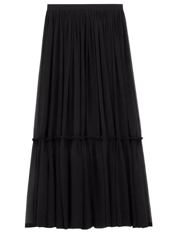 Saint Laurent Silk Ruffle Skirt - Multicolor