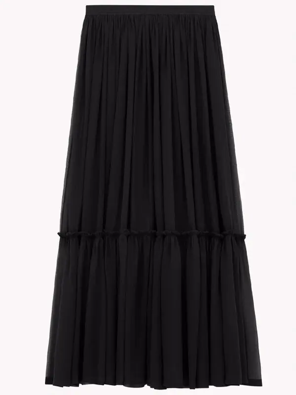 Saint Laurent Silk Ruffle Skirt - Multicolor