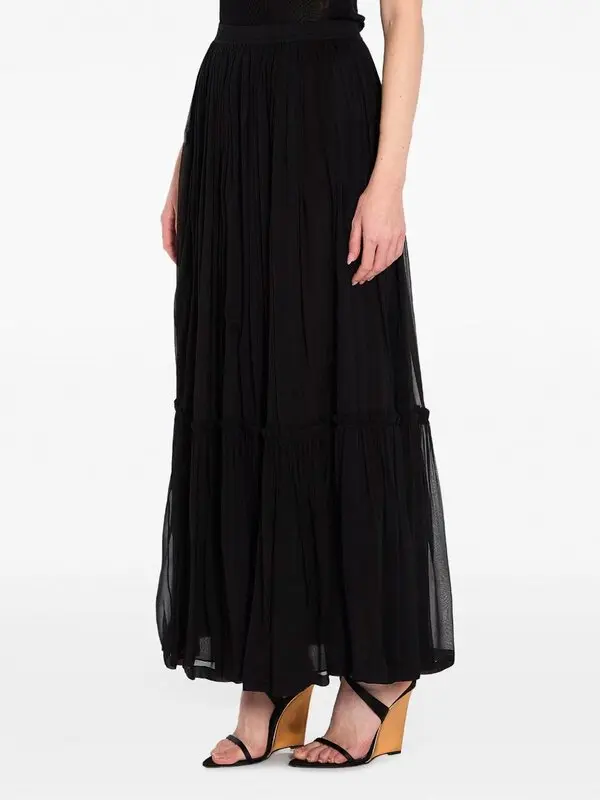 Saint Laurent Silk Ruffle Skirt - Multicolor