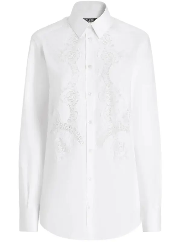 Dolce & Gabbana Lace Embellished Cotton Shirt - Multicolor