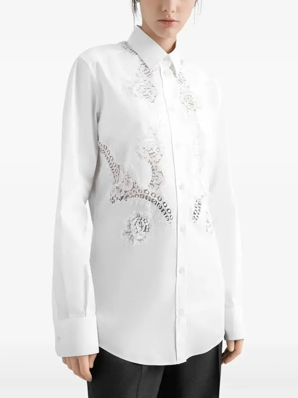 Dolce & Gabbana Lace Embellished Cotton Shirt - Multicolor