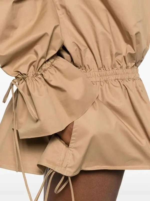 Saint Laurent Off-shoulder Cotton Dress With Ruffle Detail - Multicolor
