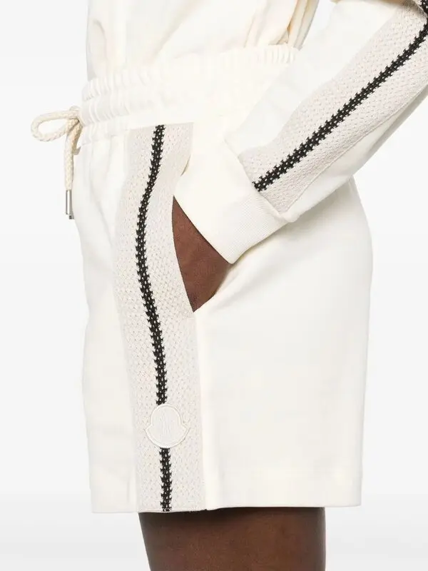 Moncler Cotton Drawstring Shorts With Side Stripe Detail
