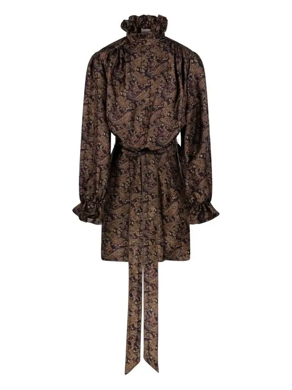 Saint Laurent Paisley Print Silk Blouse With Ruffled Collar