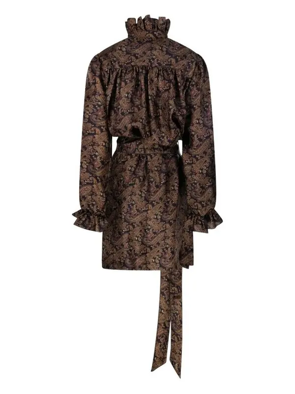 Saint Laurent Paisley Print Silk Blouse With Ruffled Collar