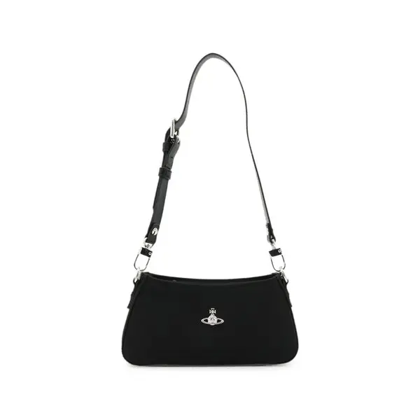 VIVIENNE WESTWOOD Grained Leather Orb Plaque Shoulder Bag - Black