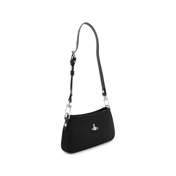 VIVIENNE WESTWOOD Grained Leather Orb Plaque Shoulder Bag - Black