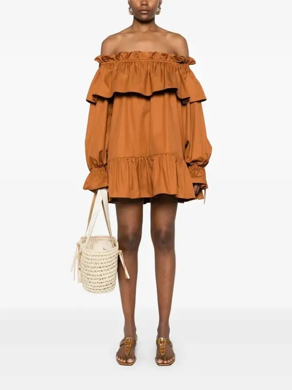 Saint Laurent Cotton Ruffle Dress Made In France