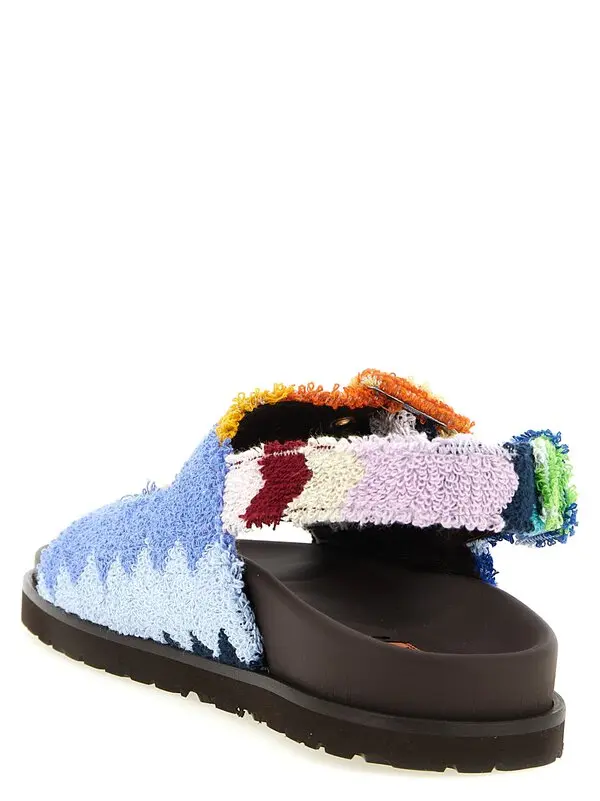 Missoni Mia Zigzag Patterned Terry Cloth Sandals - Multicolor