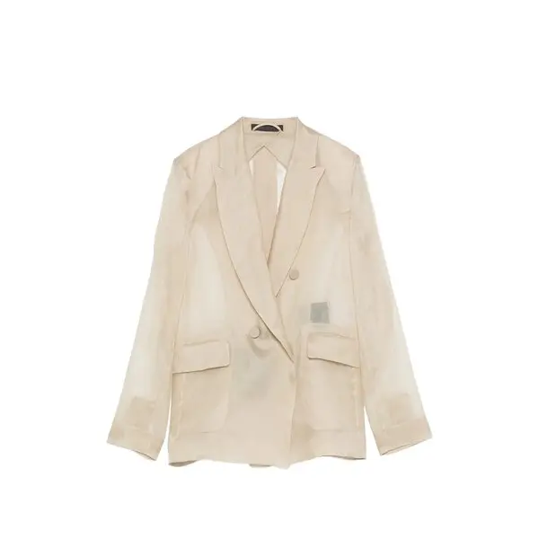 Max Mara Sheer Finish Double-breasted Blazer - Cream