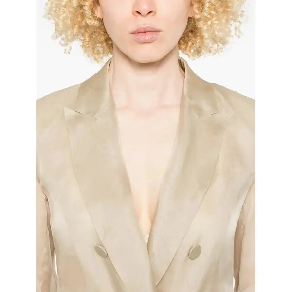 Max Mara Sheer Finish Double-breasted Blazer - Cream