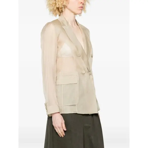Max Mara Sheer Finish Double-breasted Blazer - Cream