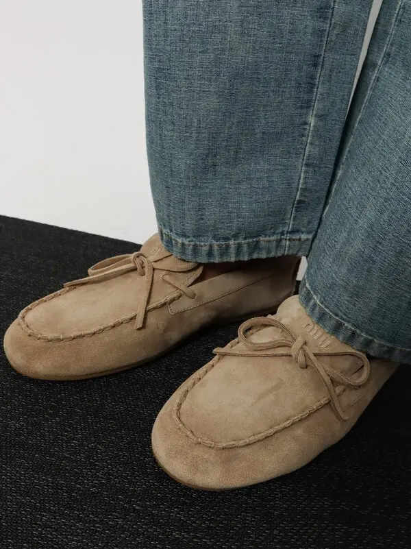 Miu Miu Suede Loafers With Bow Detail - Multicolor