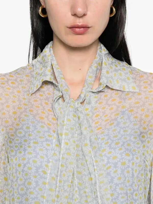 Gucci Silk Shirt With Pussy Bow And Floral Print - Multicolor