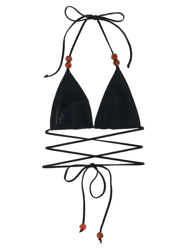 Magda Butrym Re 26 Triangle Bikini Top With Beaded Details - Black