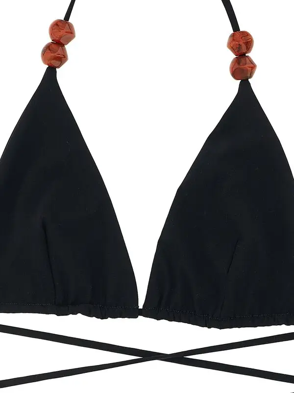 Magda Butrym Re 26 Triangle Bikini Top With Beaded Details - Black