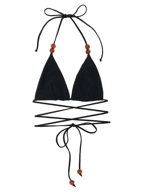 Magda Butrym Re 26 Triangle Bikini Top With Beaded Details - Black