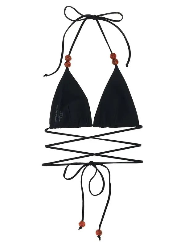 Magda Butrym Re 26 Triangle Bikini Top With Beaded Details - Black